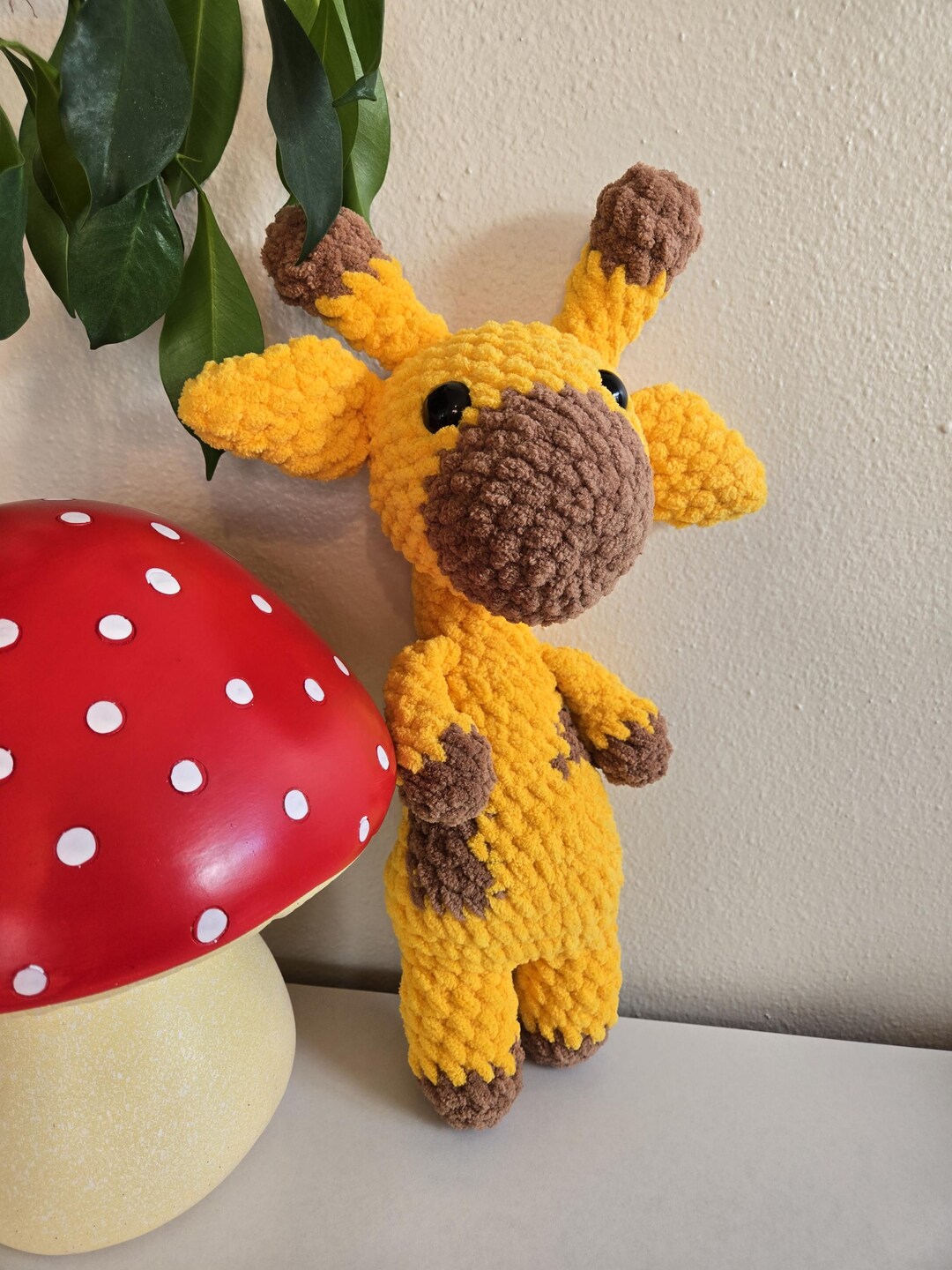 Giraffe Plushie Yellow Long Neck Safari Crochet Animal Handmade Stuffie ...
