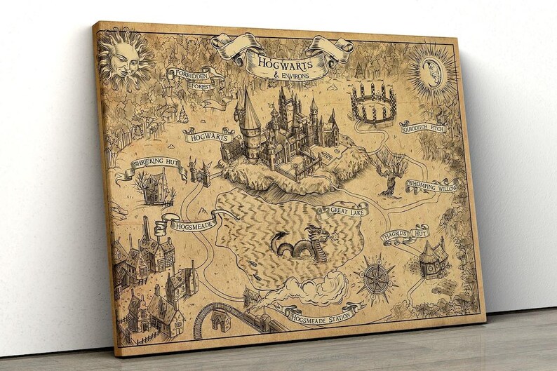 Hogwarts & Environs Map,wizarding World Map Canvas,harry Map Poster ...