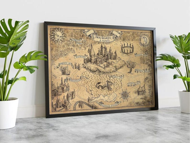 Hogwarts & Environs Map,wizarding World Map Canvas,harry Map Poster ...