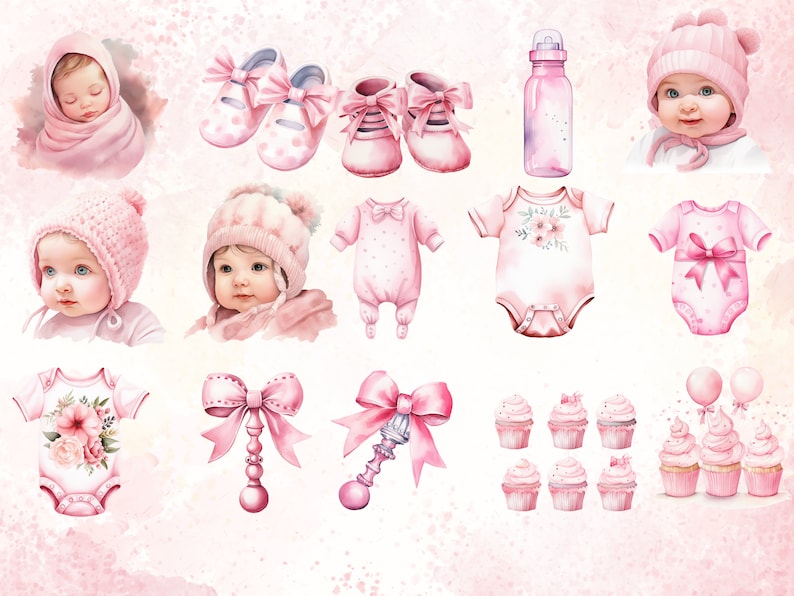 Watercolor Baby Girlclipart, Newborn Baby, Nursery Clipart, Baby Decor ...