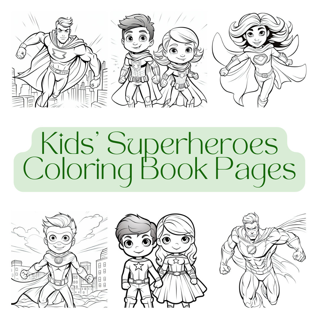 Kids' Superheroes | 25 Printable Coloring Book Pages | JPG Format - Etsy
