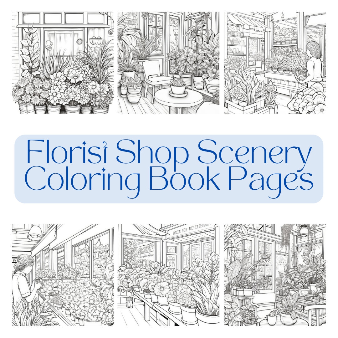 Florist Shop Scenery | 25 Printable Coloring Book Pages for Adults and ...