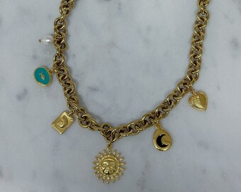 Make Your Own Custom Charm Necklace, Gold Chain Charm Necklace, Vintage ...