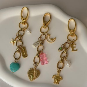 Custom Bag Charm, Personalized Gold Keychain Holder, Purse Handbag ...