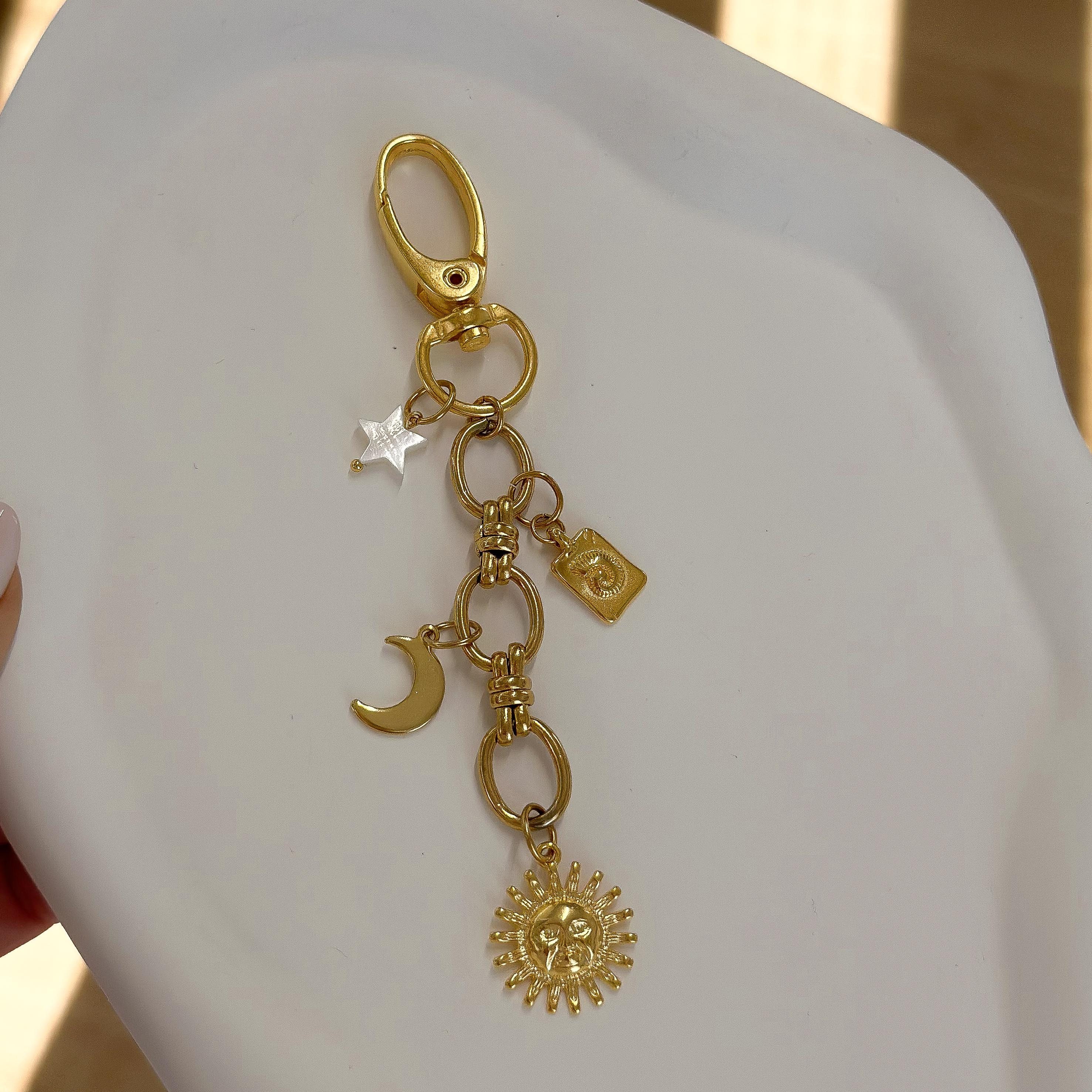 Custom Bag Charm, Personalized Gold Keychain Holder, Purse Handbag ...