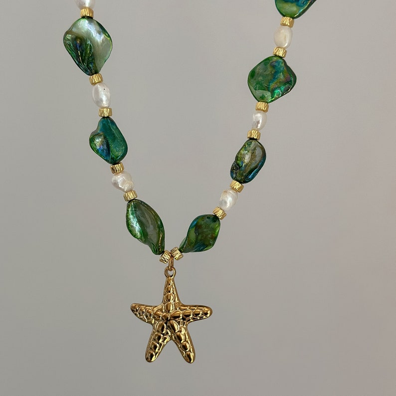 Chunky Charm Necklace Gold, Statement Necklace, Bohemian Summer Shell ...