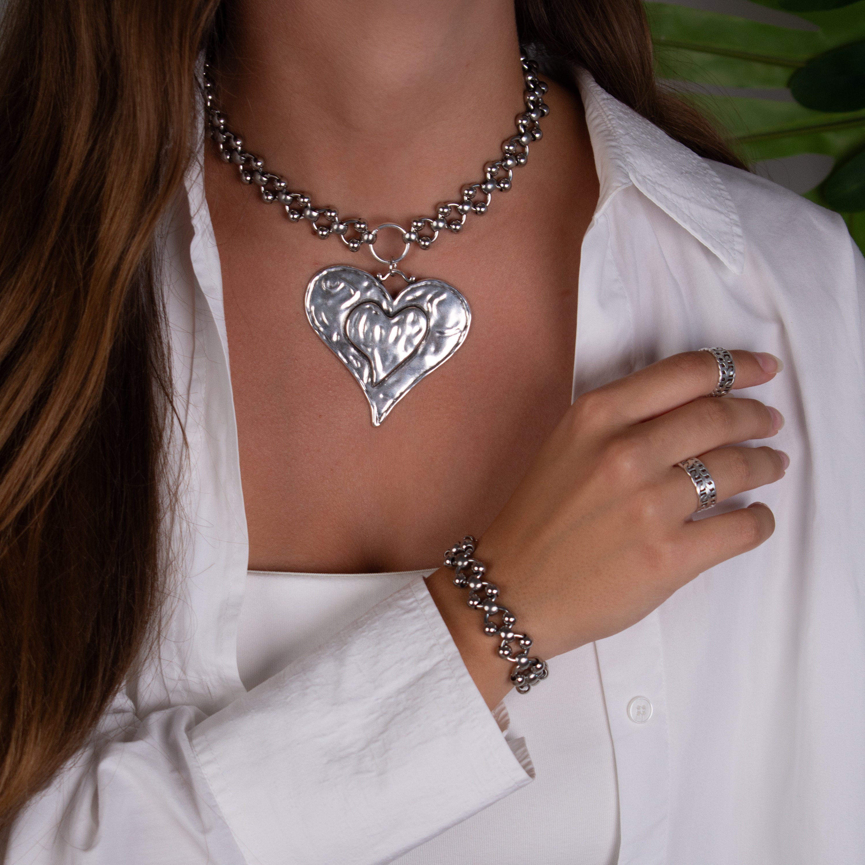 Extra Large Heart Necklace, Statement Bold Choker Necklace, Big Pendant ...