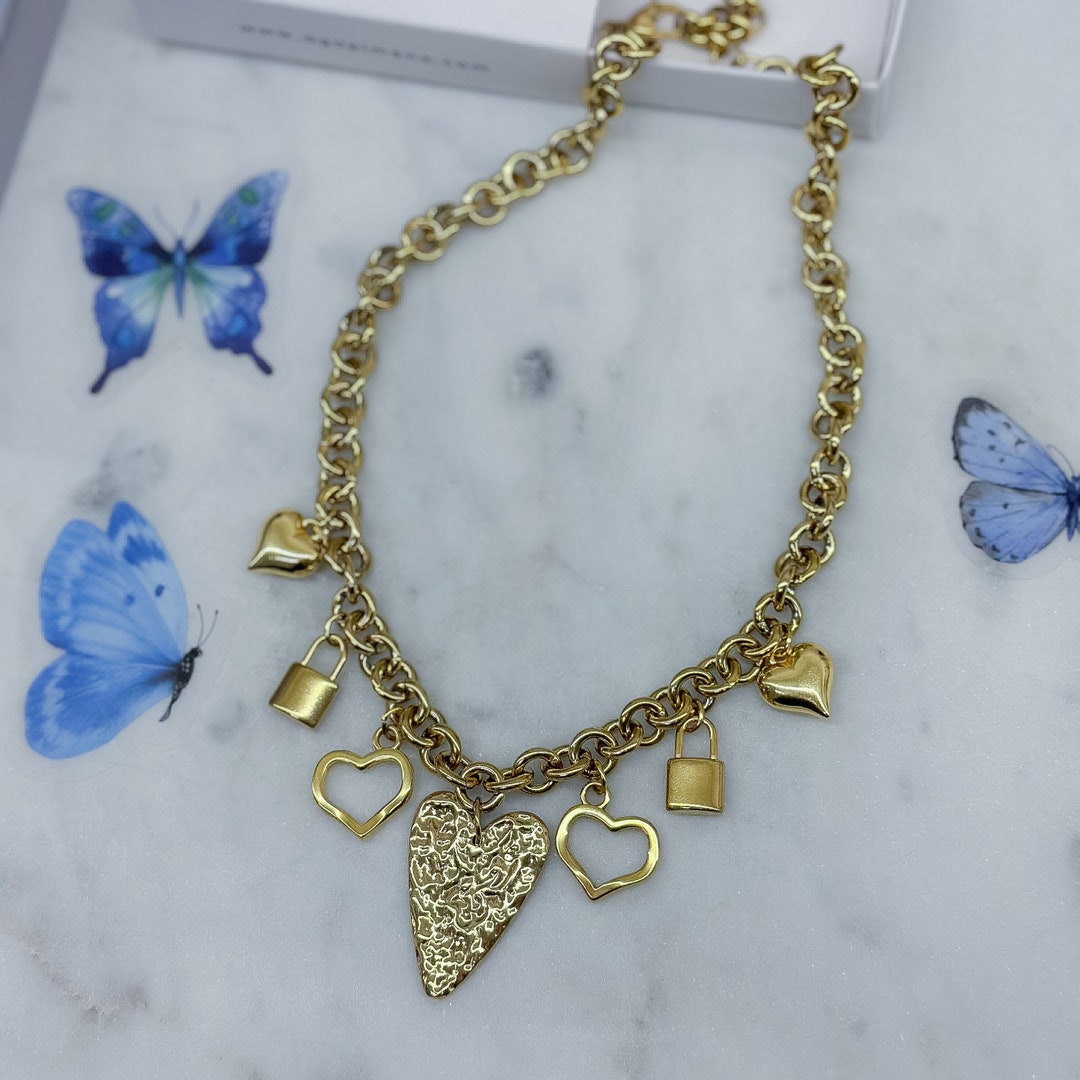 Make Your Own Custom Charm Necklace, Gold Chain Charm Necklace, Vintage ...