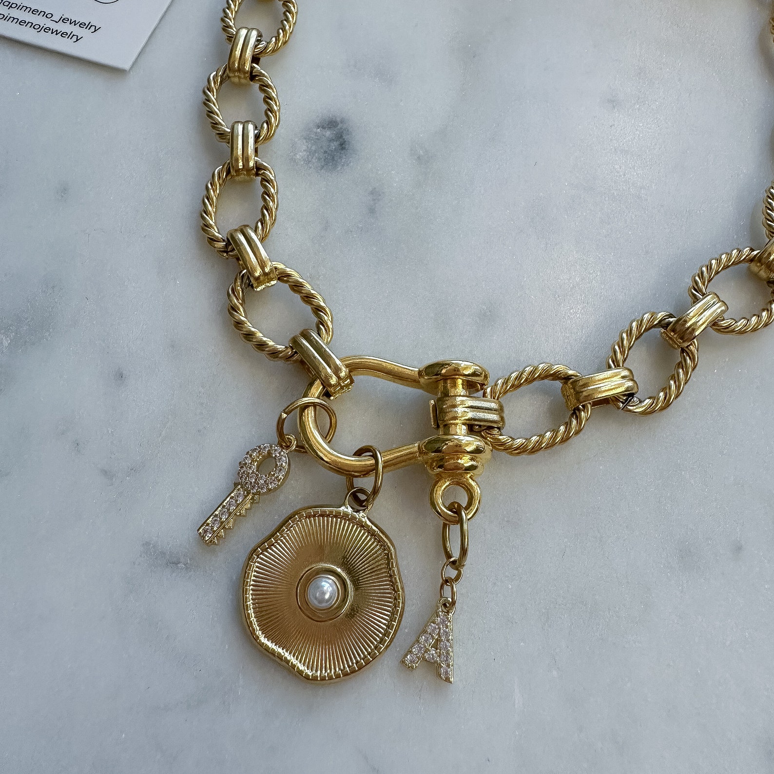 Chunky Charm Necklace, Custom Charm Necklace Gold, Personalized Charm ...