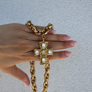 Chunky Chain Large Cross Necklace, Statement Thick Chain Choker ...
