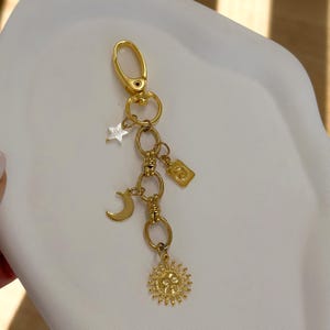 Custom Bag Charm, Personalized Initial, Gold Keychain Holder, Purse ...