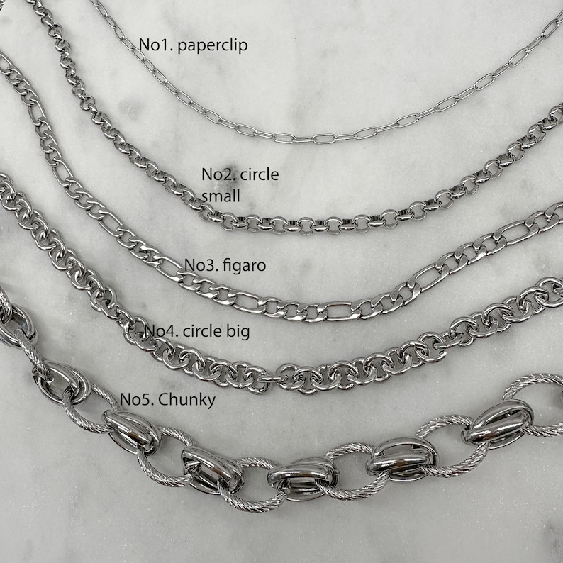 Silver Custom Charm Necklace, Chunky Chain Charm Necklace, Vintage ...