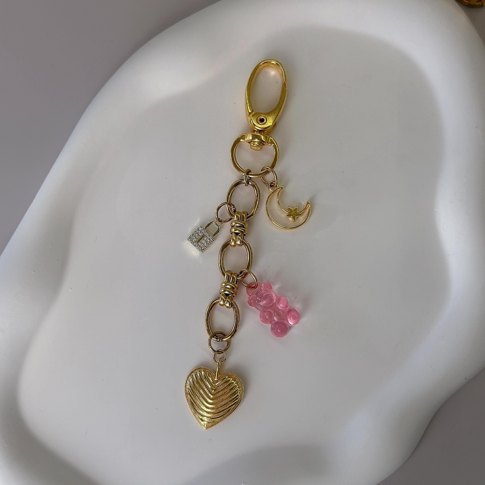 Custom Bag Charm, Personalized Gold Keychain Holder, Purse Handbag ...