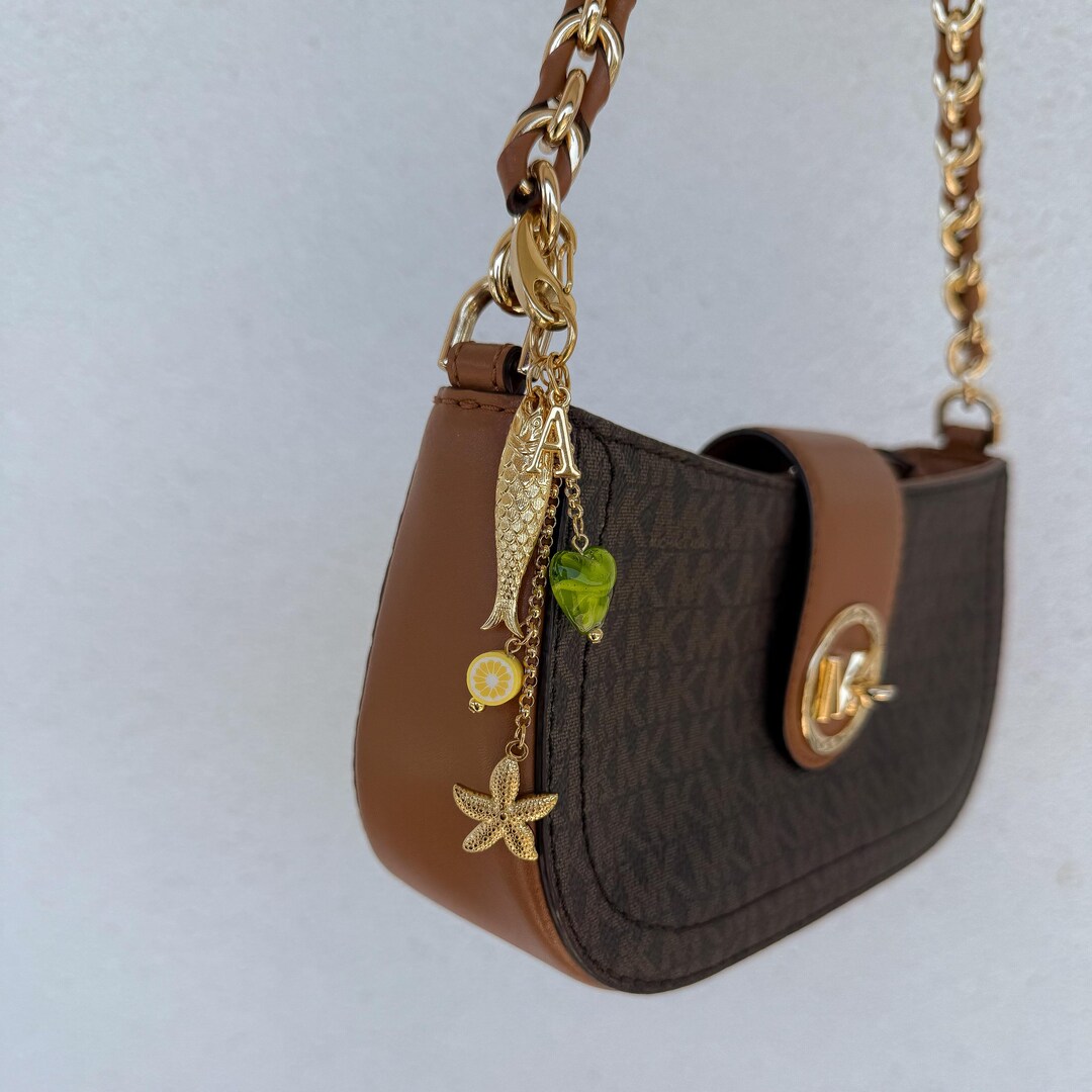 Gold Custom Bag Charm, Keychain Holder, Summer Beach Bag Charm Fish ...