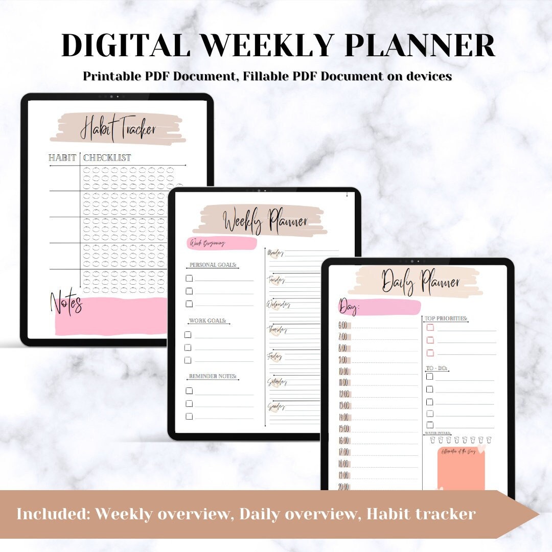 Editable Weekly Work Planner Template, Work Day Organiser, Printable ...