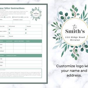 Trip Planner: House Sitter Schedule Template, Printable House Sitter ...