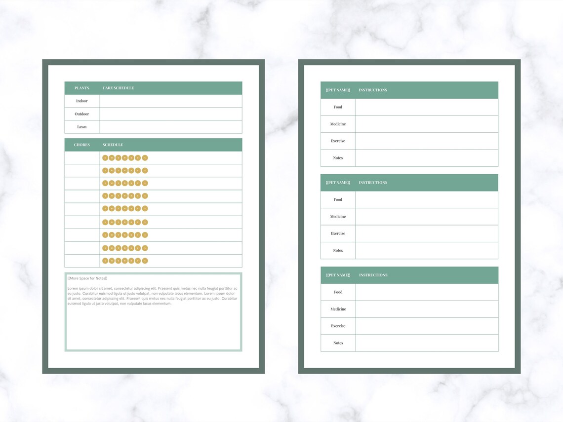 Trip Planner: House Sitter Schedule Template, Printable House Sitter ...