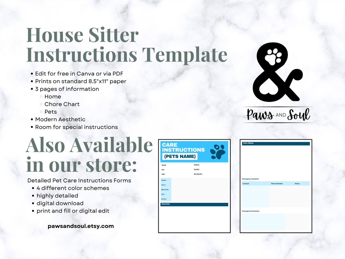 Trip Planner: House Sitter Schedule Template, Printable House Sitter ...