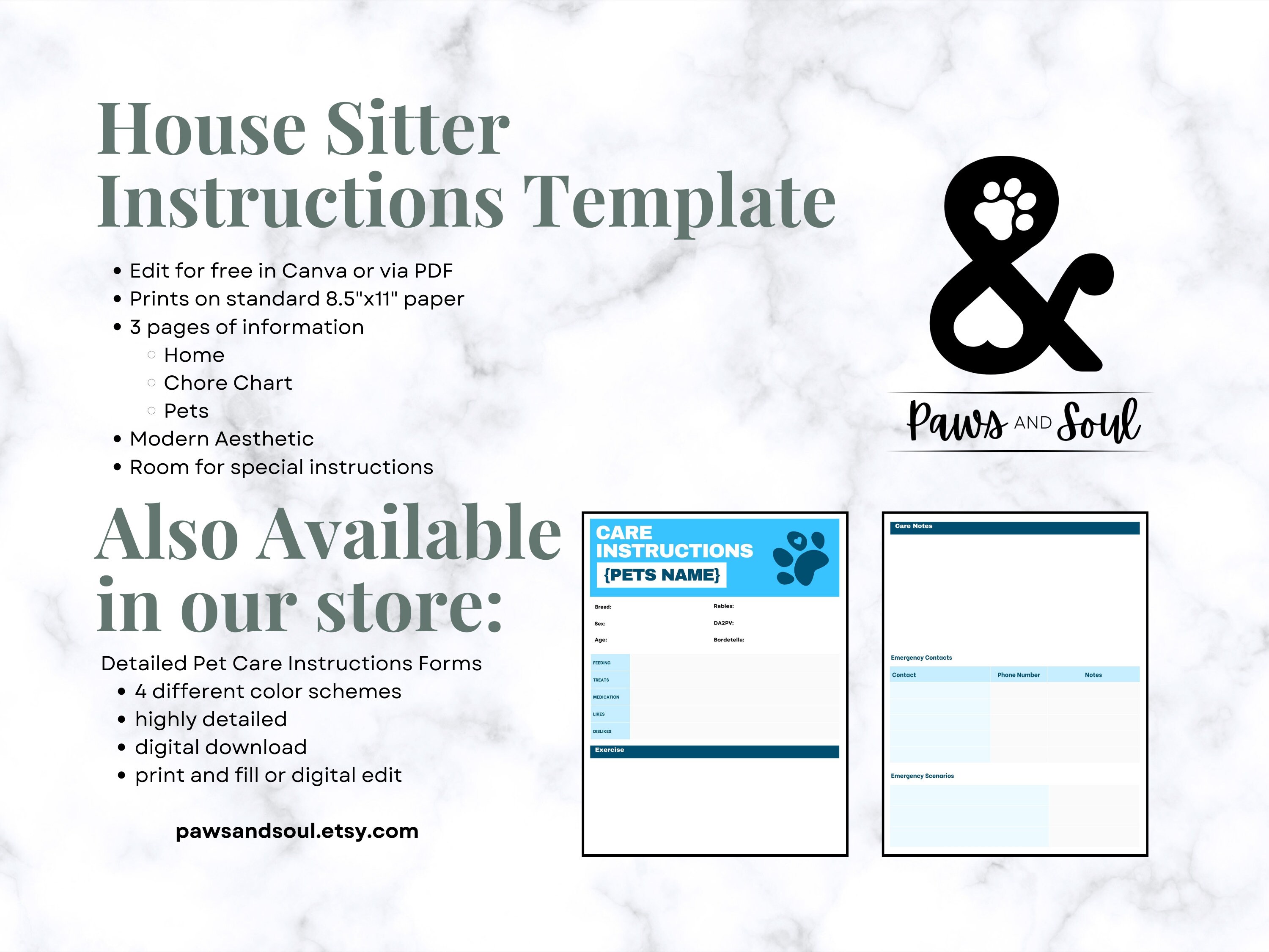 Trip Planner: House Sitter Schedule Template, Printable House Sitter ...