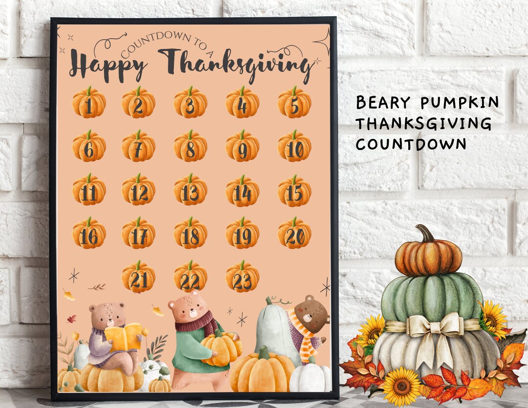 Thanksgiving Countdown Calendar, Countdown to Thanksgiving for Kids ...