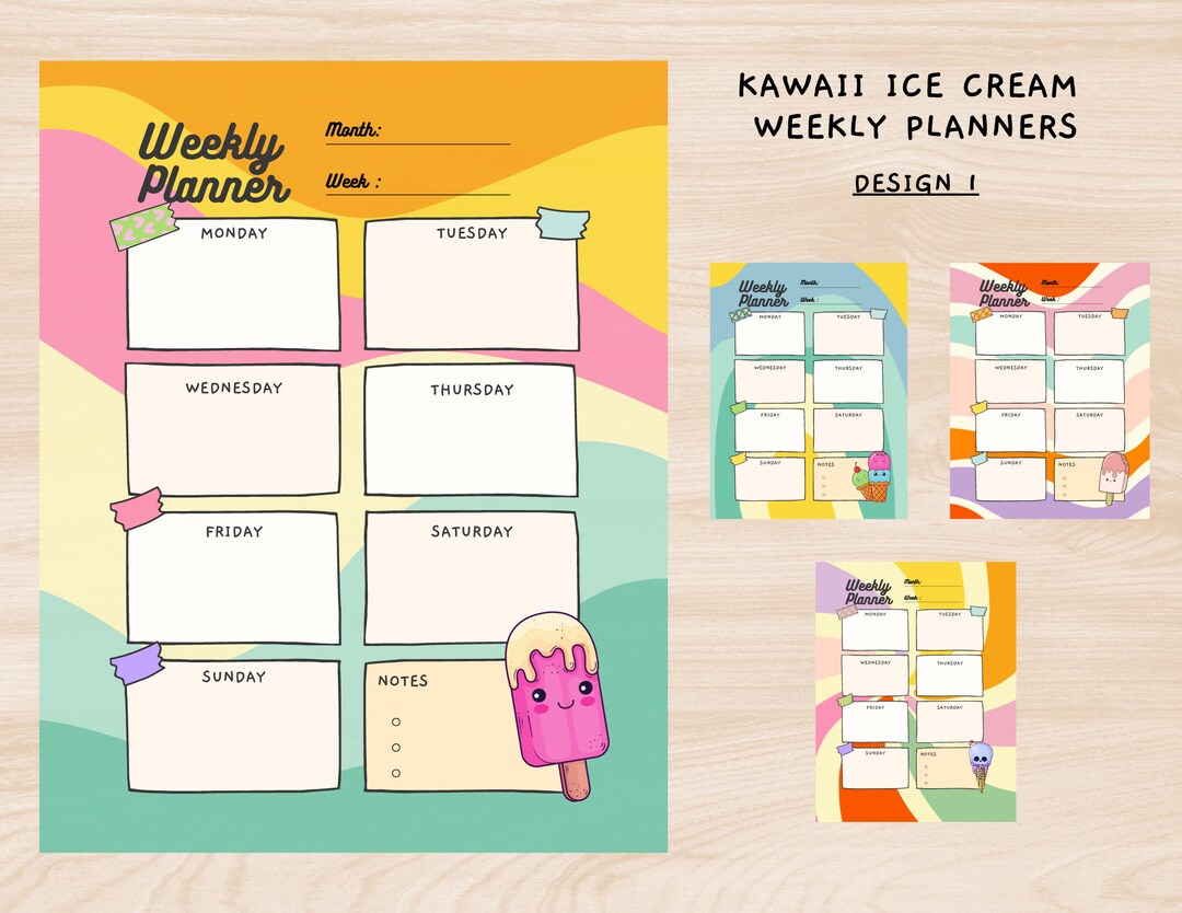 Weekly Planner, Add On, Ice Cream Calendar - Colorful and Educational ...