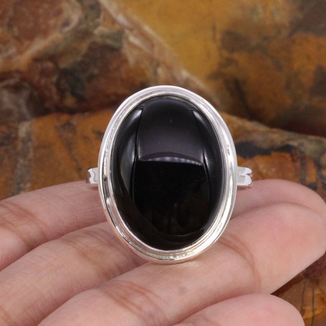 925 Sterling Silver Black Onyx Gemstone Hand Crafted Ring/ Gemstone ...