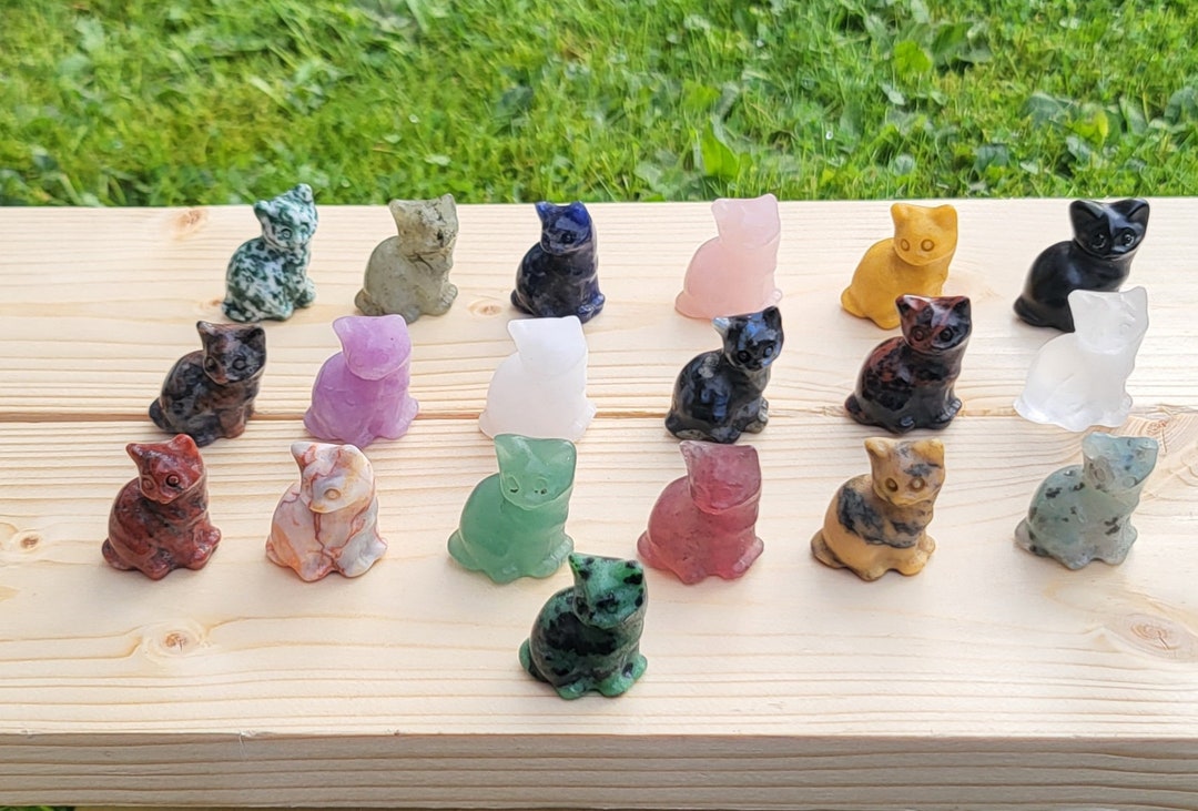 Carved Gemstone Cat/mini Crystal Cat Carving/energy Crystal/ Reiki ...