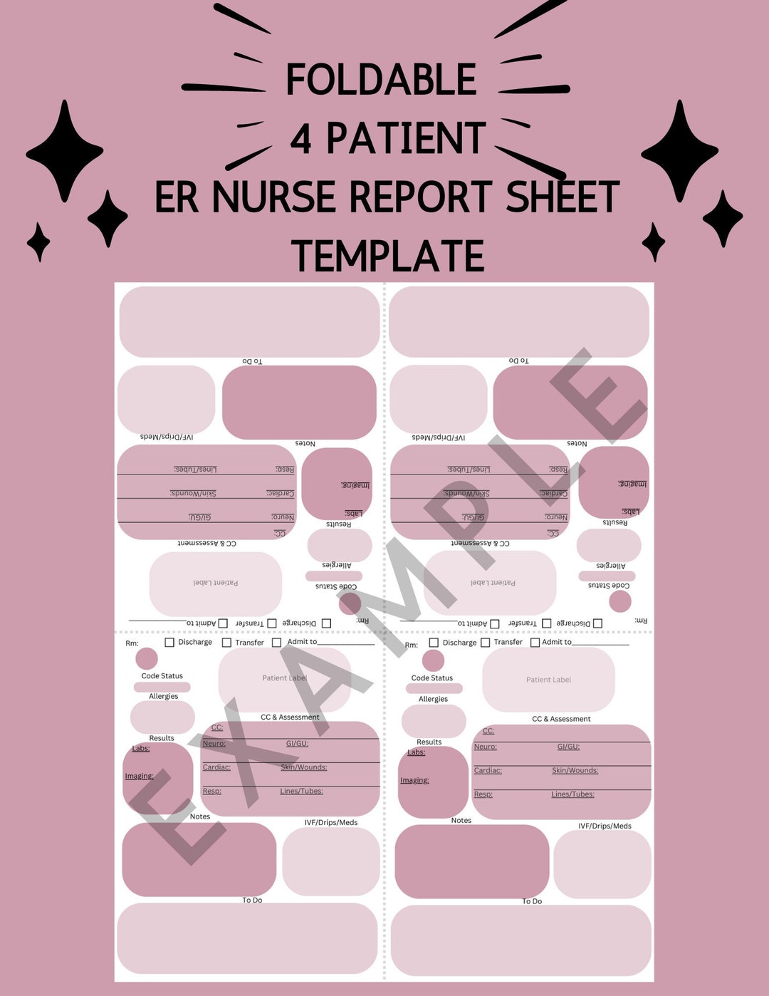 ER Nurse Report Sheet Foldable Report Sheet ER Nurse Brain - Etsy