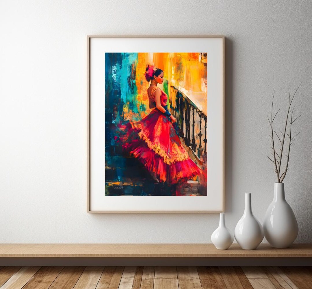 Colorful Poster of a Spanish Flamenco Dancer. Flamenco Poster, Europe ...