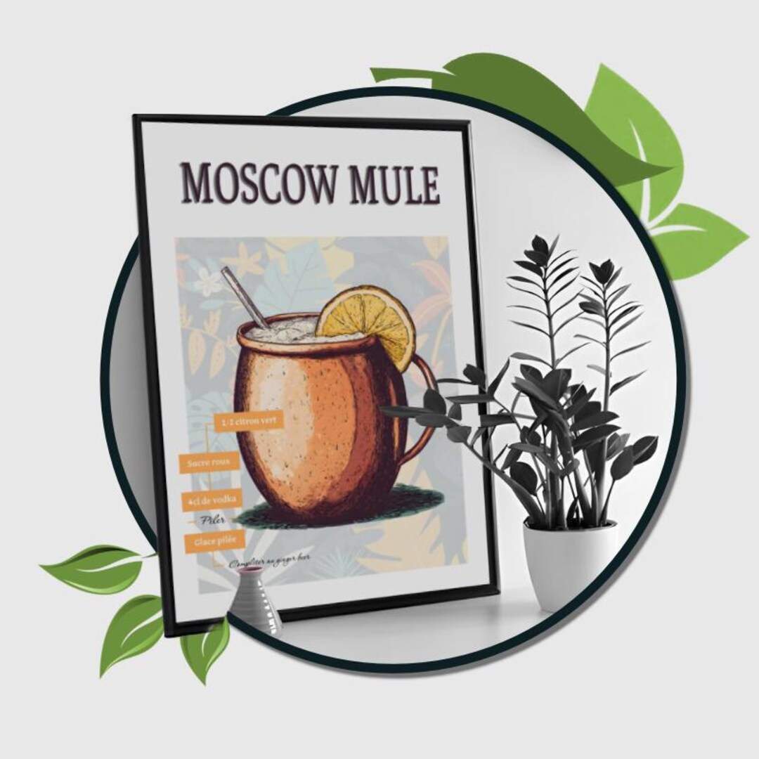 Moscow Mule Cocktail Poster. Moscow Mule Recipe Poster. Ginger Cocktail ...