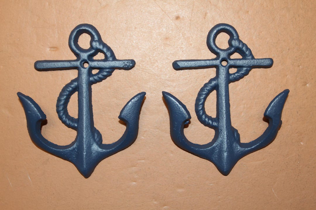 NAUTICAL DECOR, Wall Hooks, Navy Blue Anchor, Craft Supply, Sailors Gift, Wood Craft Supply ...