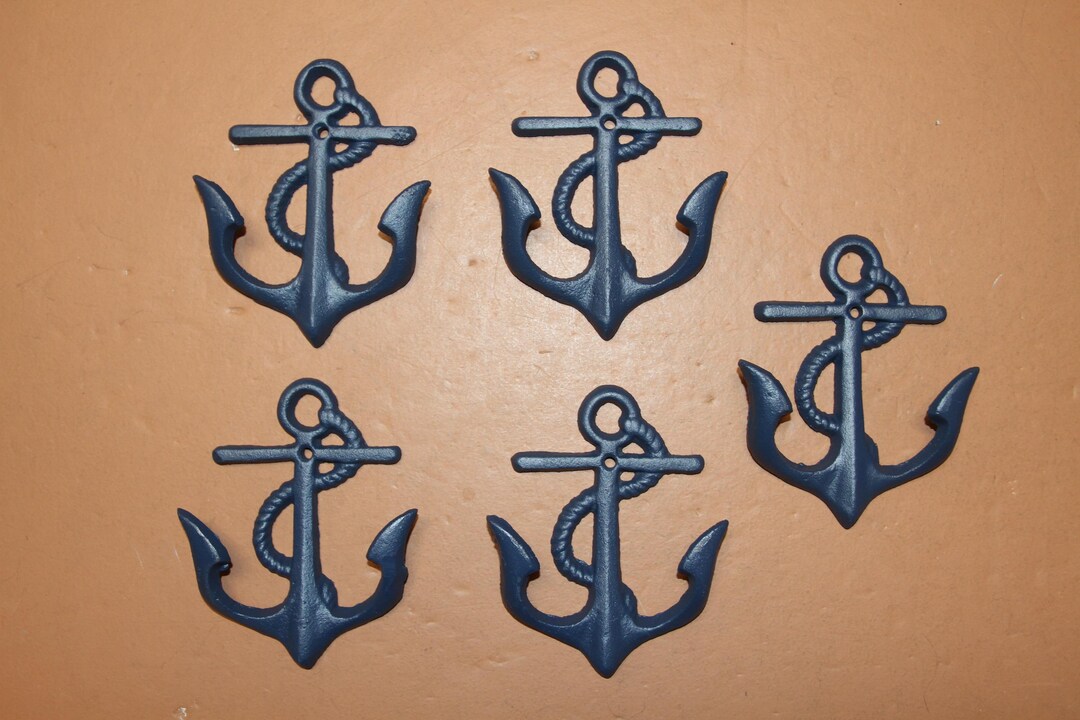 COASTAL DECOR, Wall Hooks, Navy Blue Anchor, Craft Supply, Sailors Gift ...