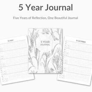 Five Year Printable Daily Journal Diary, US Letter, A4 PDF, One Line a ...