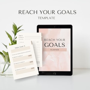 Reach Your Goals Planner Template Digital Goal Tracker Productivity ...