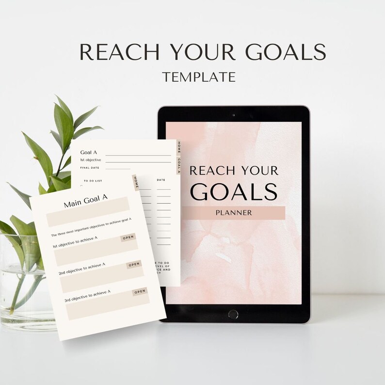 Reach Your Goals Planner Template Digital Goal Tracker Productivity ...