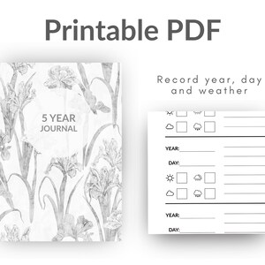 Five Year Printable Daily Journal Diary, US Letter, A4 PDF, One Line a ...