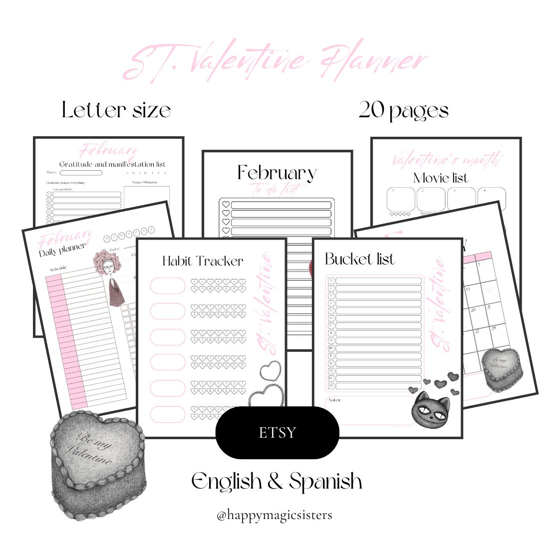 Printable Valentine's Day Planner, Valentine's Day Guide, February ...