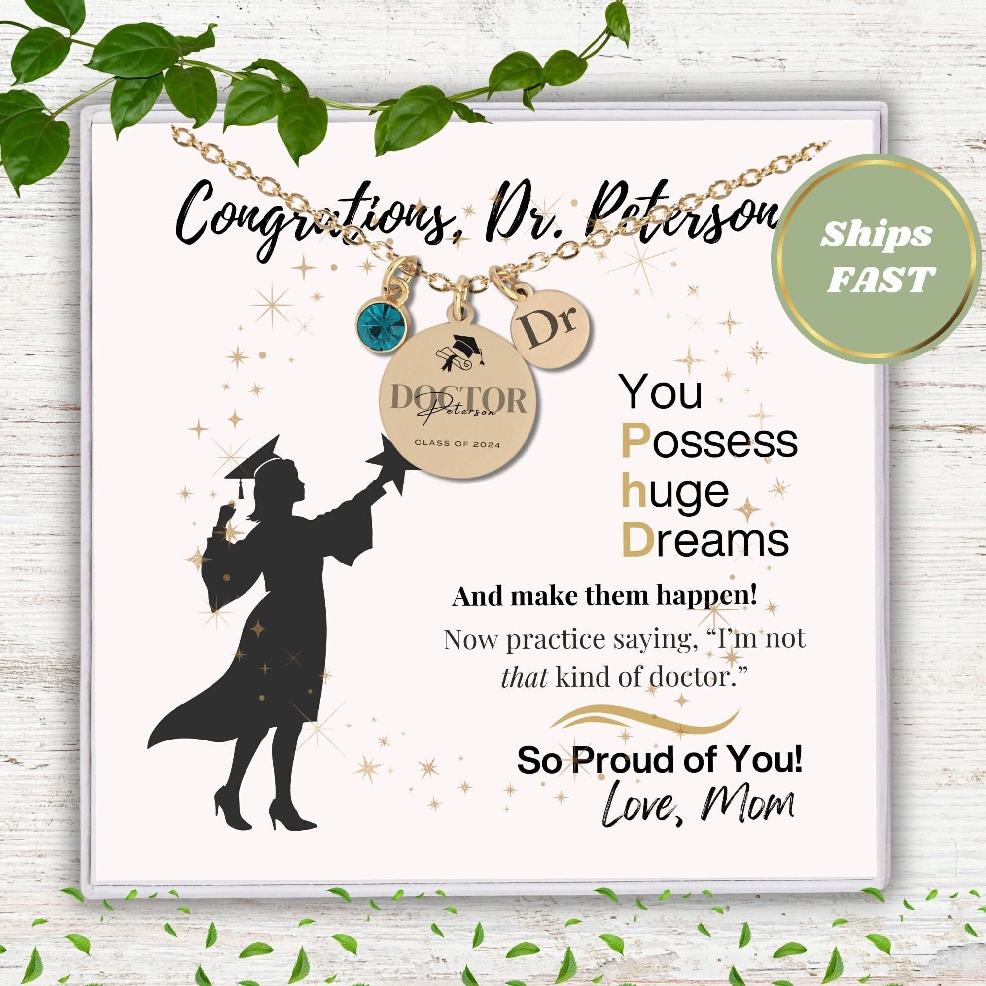 Phd Graduate Jewelry Gift for Her Custom Doctorate Degree Graduation ...