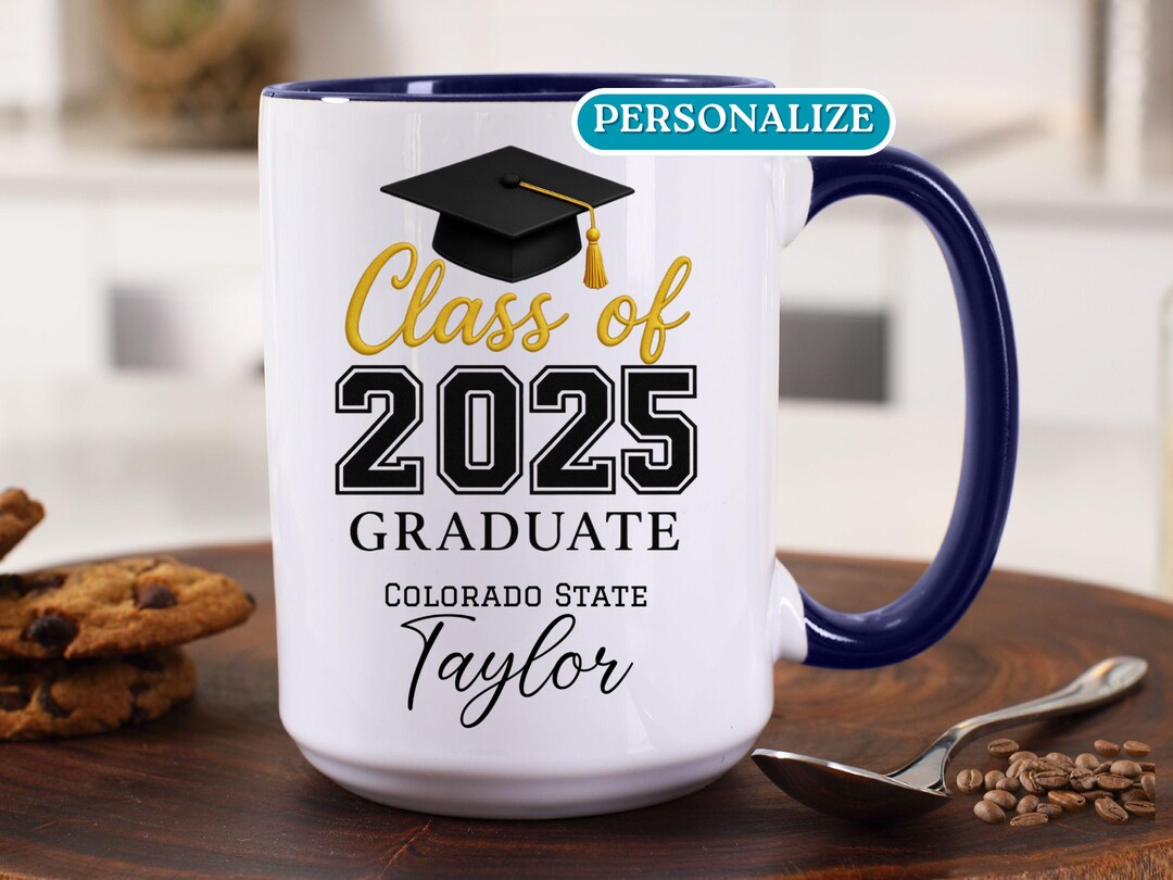 Custom College Graduation Mug Gift. Personalized Class of 2025 Coffee ...