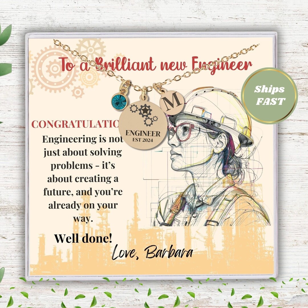 Custom Engineer Graduation Gift, Personalized Necklace for Engineering ...