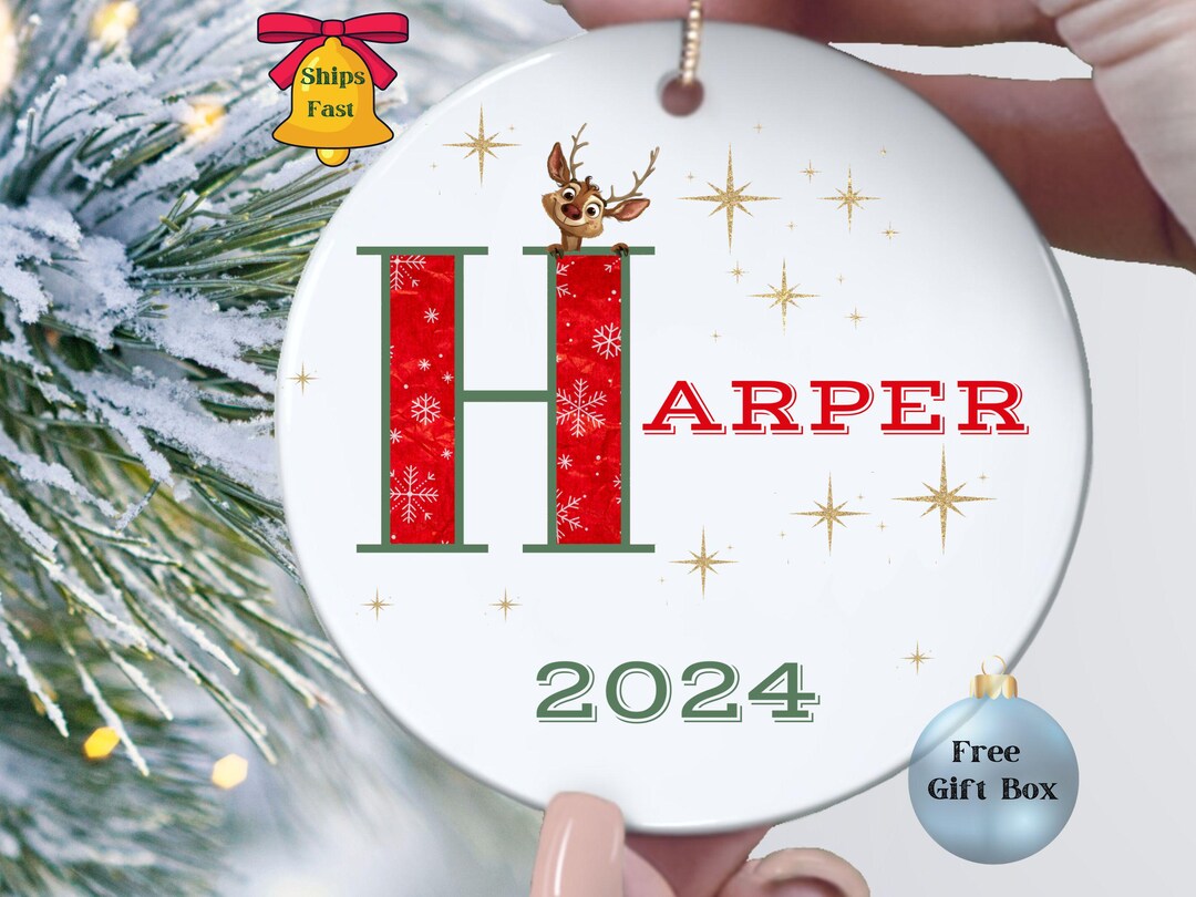 Personalized Name Letter Monogram Ornament, Custom Name Christmas ...