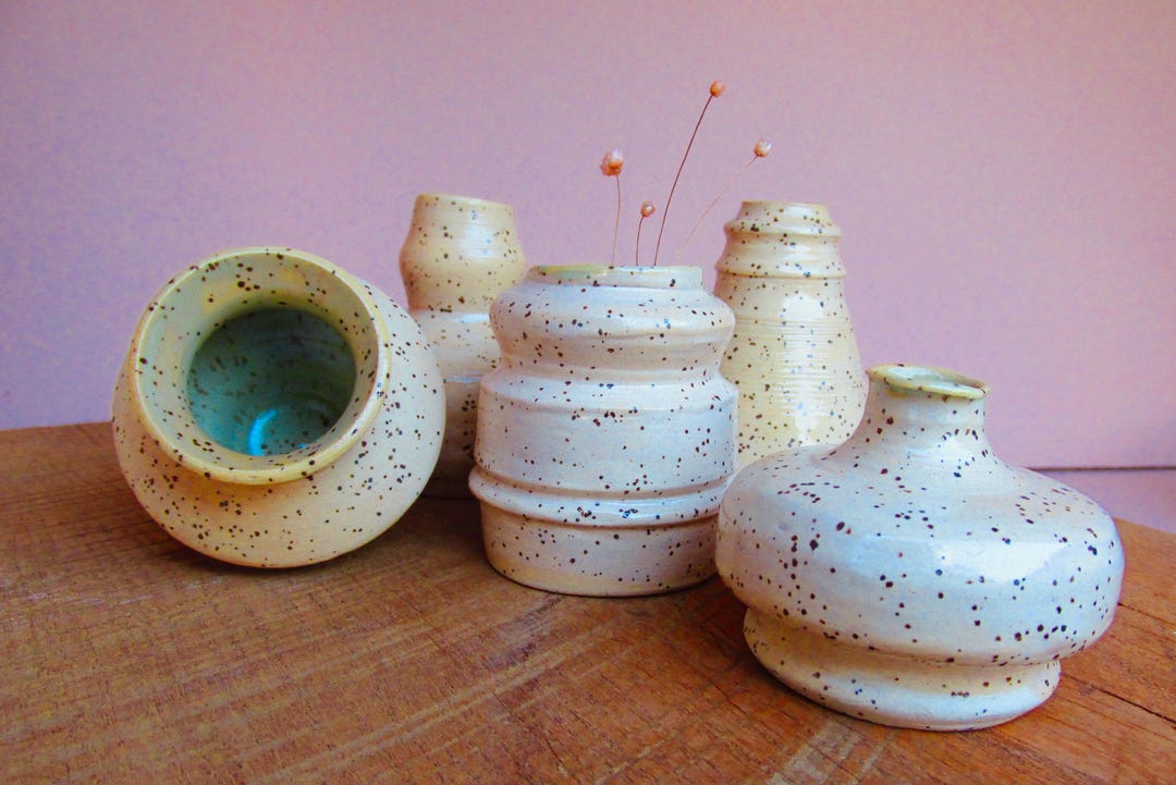 Retro Mini Handmade Bud Vases Set - Etsy