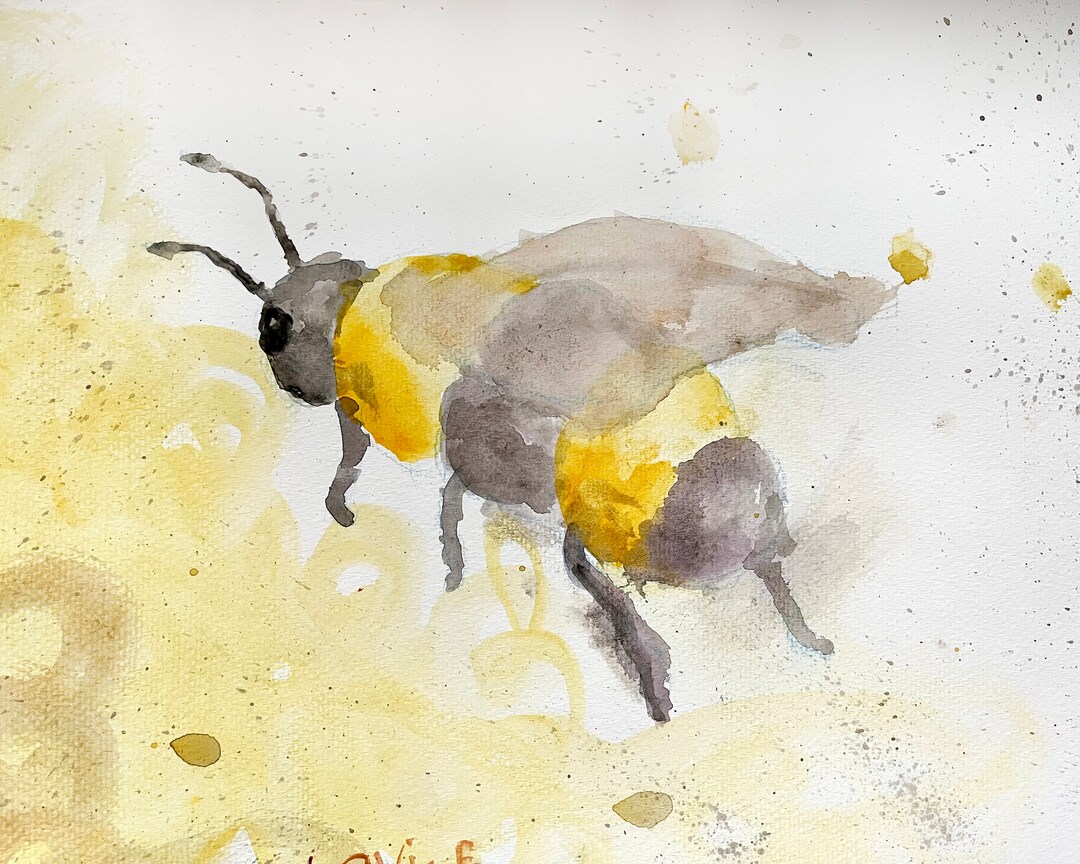 Bee Flying High Watercolor, Honeybee Art, Beekeeping, Pollinator Art ...