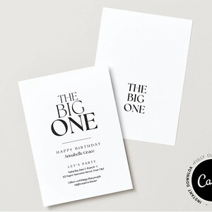 The BIG ONE! First FIRST Birthday Invitation, Black and White ...