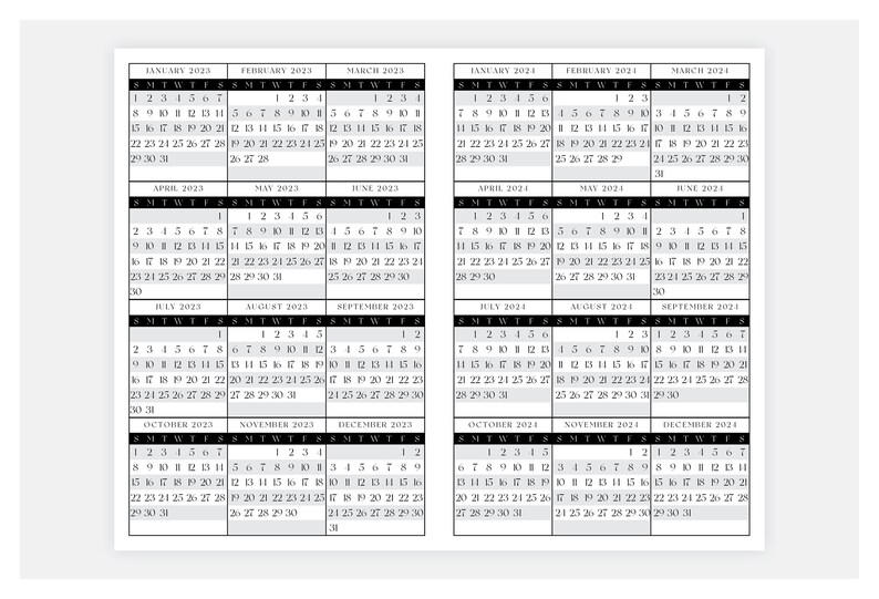 Printable Calendar 2023-2024 Monthly Yearly Daily - Etsy
