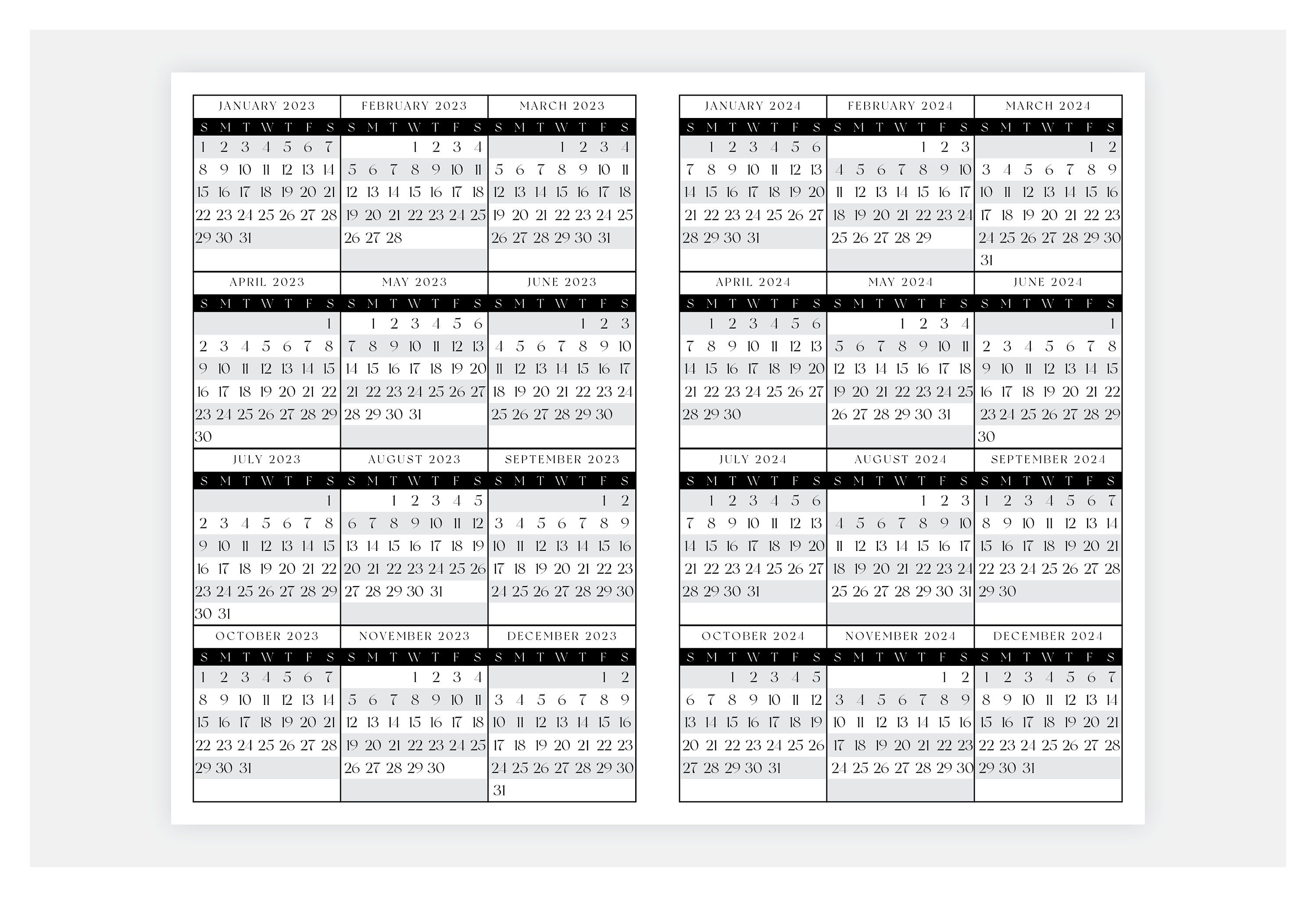 Printable Calendar 2023-2024 Monthly Yearly Daily - Etsy
