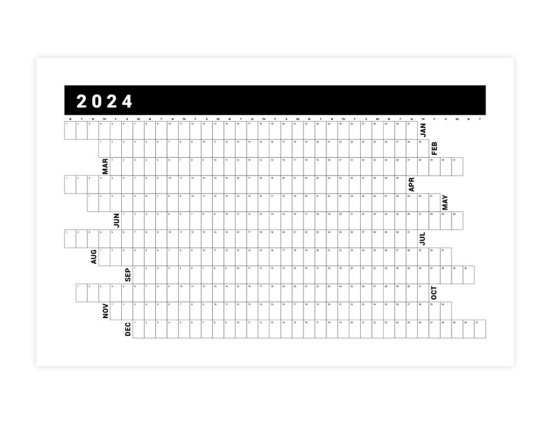 Printable Calendar Poster 2024 Continuous Calendar Poster - Etsy