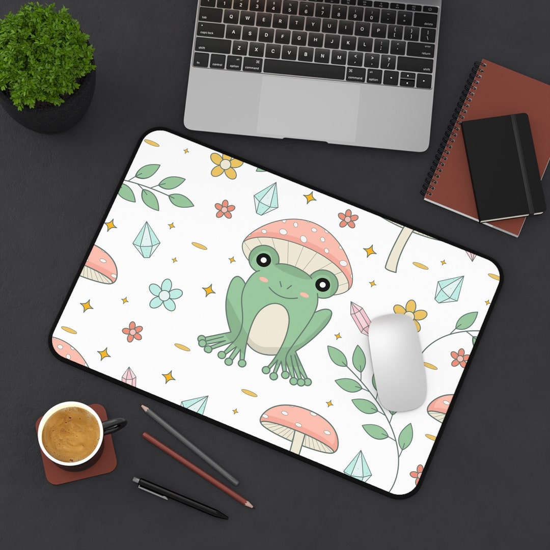 Frog Desk Mat, Frog Mushroom Desk Mat, Cottagecore Desk Mat - Etsy