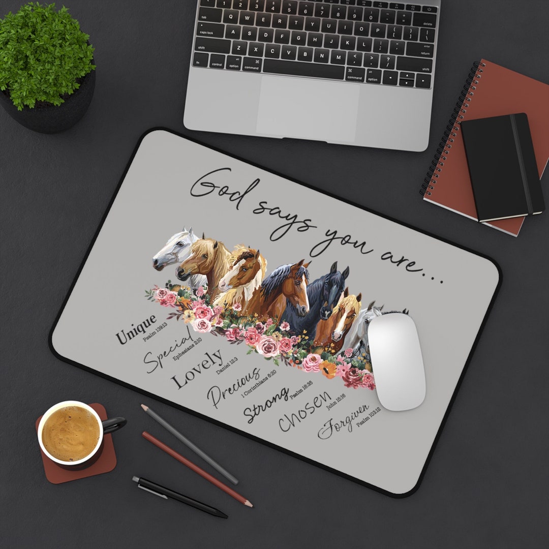 Christian Desk Mat, Bible Verse Desk Mat, Horse Desk Mat, Christian ...