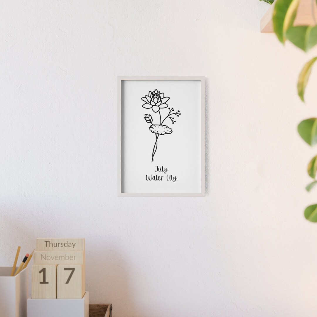 July Printable Birth Flower, Water Lily Birth Flower Digital Download ...